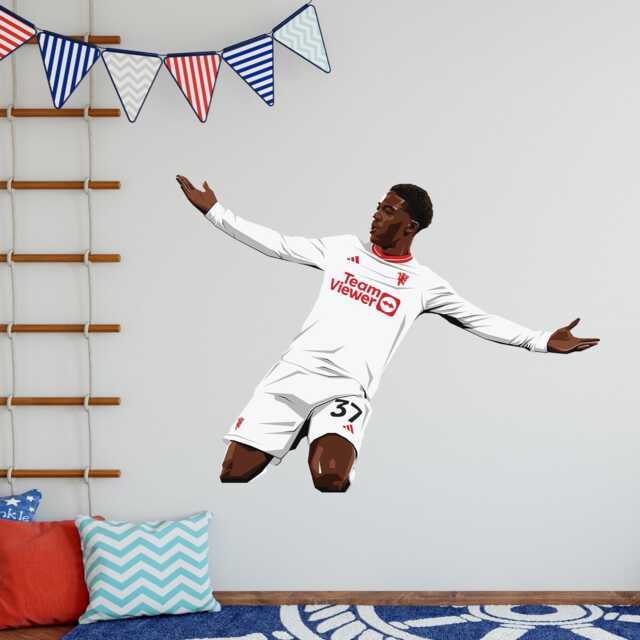 Manchester United Fc Wall Sticker - Mainoo Celebration Illustration ...