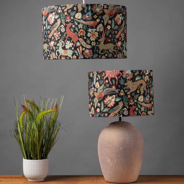 Mythical Animals Lampshade in Black. Classic William Morris Inspired ...