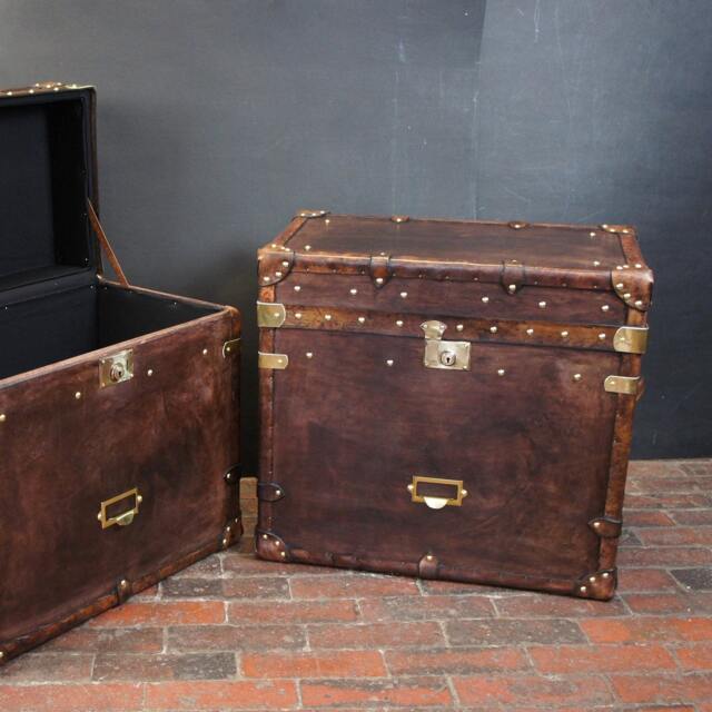 English Handmade Leather Occasional Side Table Trunks by Etsy ...
