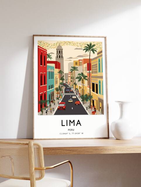Lima Peru Travel Poster Colourful Latin America Art Print by Etsy ...