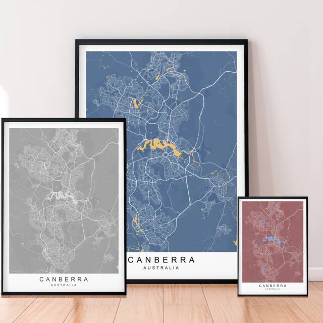 Canberra Map Print Australia Minimalist City Area Poster Wall Decor by ...