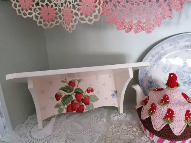 Wooden Wall Shelf Made Using Laura Ashley Vintage Strawberry Design ...