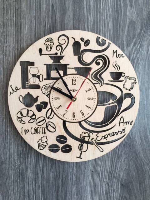 Coffee Wall Clock, Cafe Kitchen Unique Coffee Bar Shop Decor, Art ...