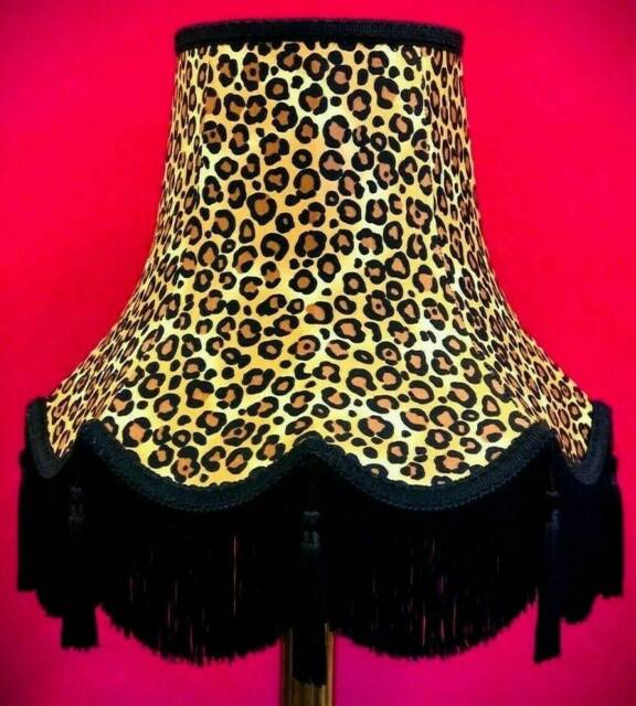 Leopard Print Lampshade With Black Fringe Handmade Fabric Shade by Etsy ...