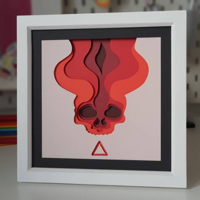 Elemental Skulls - Set Of 4 - Layered Papercut Wall Box Frames Fire ...