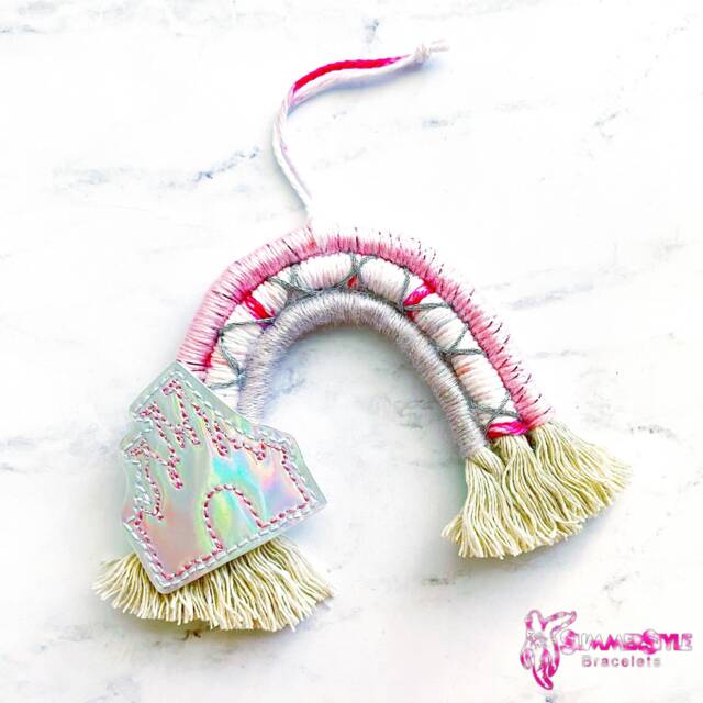 Holographic Princess Castle Macrame Rainbow Car Charm, Wall Hanging ...