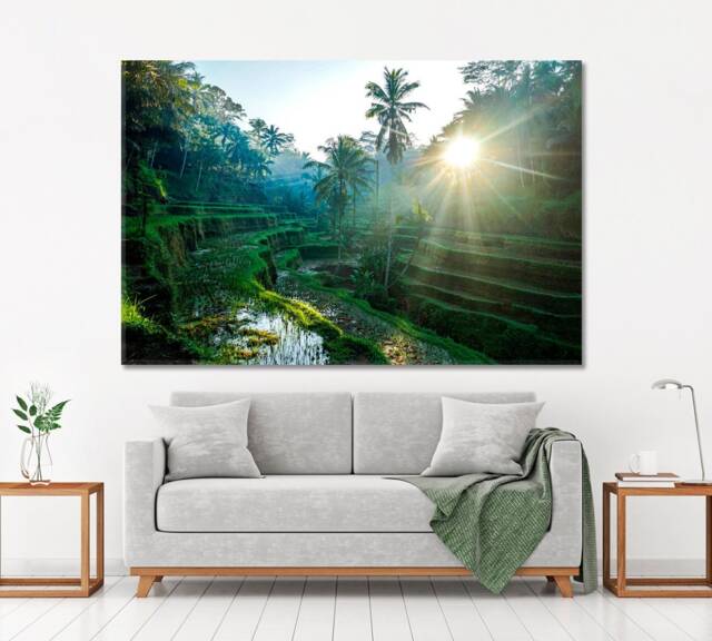 Bali Rice Terraces Wall Art, Tropical Panorama Canvas Print, Paddy ...