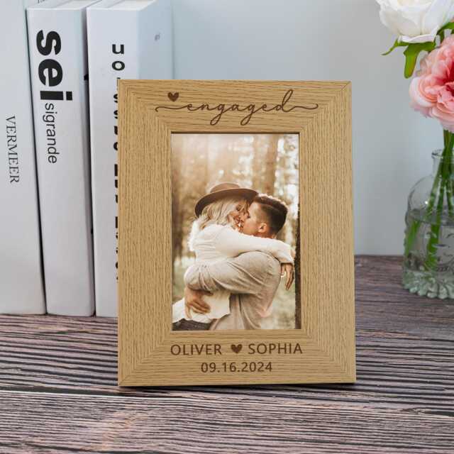 Engagement Gift, Personalised Engaged Photo Frame, Wedding Frame ...