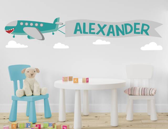 Plane Personalized Name Wall Decal Sticker, Large Airplane Stickers ...