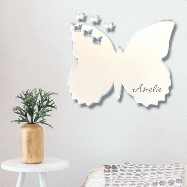 Butterfly Acrylic Mirror Wall Art Frilly Edges, Personalized Engraving ...