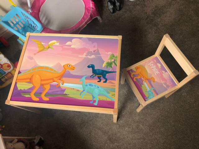Personalised Children's Ikea Sticker Only Latt Wooden Table & 1 Chair ...