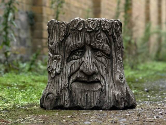 Tree Stump Face Planter Whimsical Garden Decoration Cement Tree Man ...