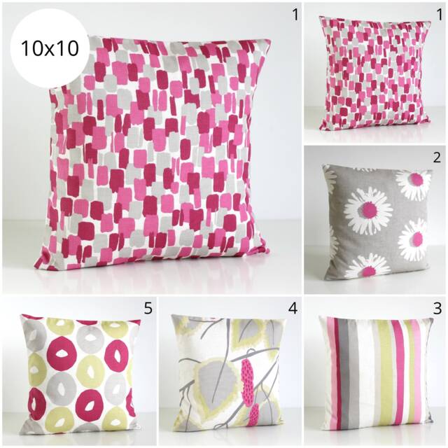Pink & Gray Pillow Cover, 10x10, Scandi Sham, Cushion Scandinavian ...