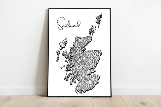 Black & White Scotland Map Art Print - A4/A5 by Etsy | ufurnish.com
