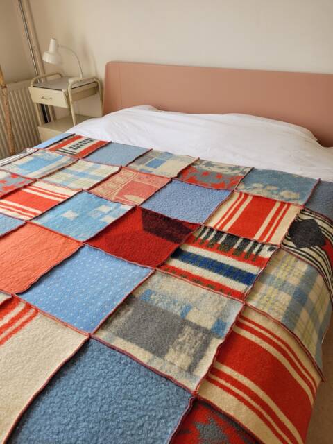 "Patchwork Throw, Vintage Bedspread/Patchwork Wool Blanket Made Of ...