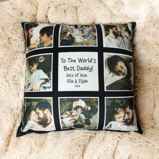 Personalised Dad Cushion Cover - Daddy Collage Photo Pillow Father's ...
