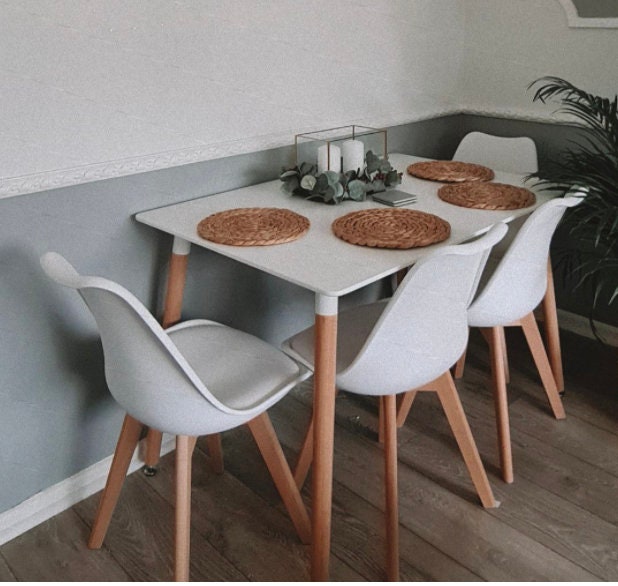 Nordic Style Modern Dining Sets, White 4-6 Seater Rectangle Table With 4 Chairs by Etsy ...