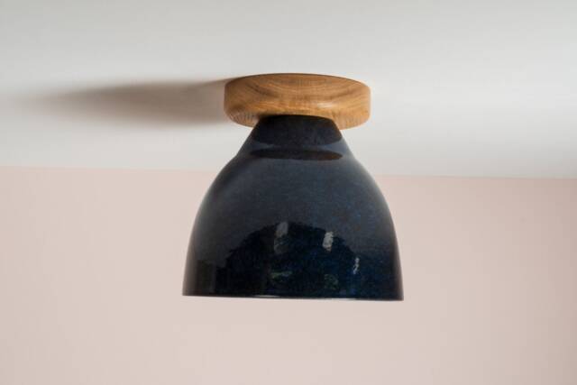 Blue Element Flush Mount Ceiling Light in Ceramic & Oak by Etsy ...