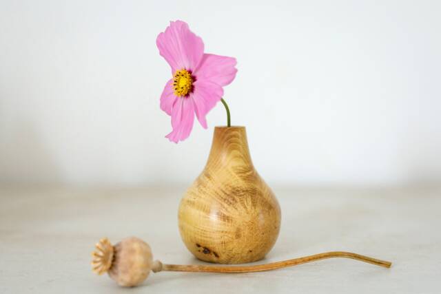 Wooden Bud Vase, Handmade Vase in Acacia Burr With Glass Insert ...