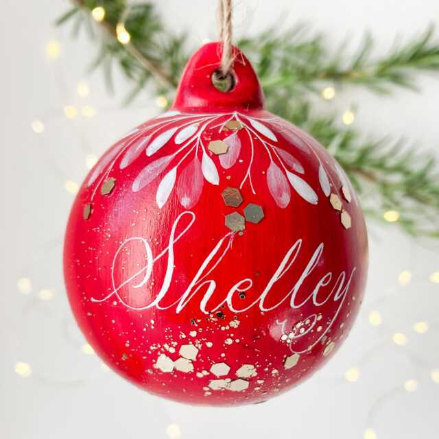 Red Personalised Name Bauble With Handwritten Calligraphy by Etsy ...