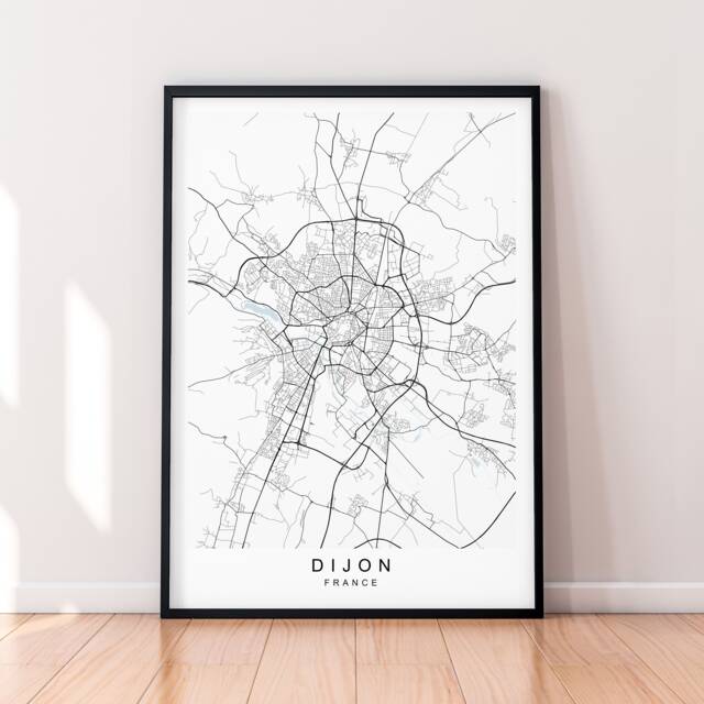 Dijon City Map France Print Poster Minimalist Home Decor Town Wall Art ...
