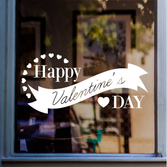 Happy Valentine's Day Shop Window Sticker Valentine Vinyl Decal Retail ...