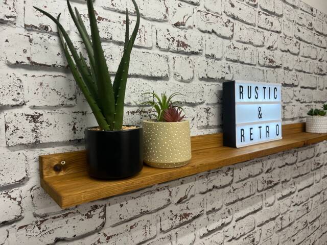 Rustic Floating Shelf, 14cm Wide, Kitchen Wooden Wall Various Colours ...