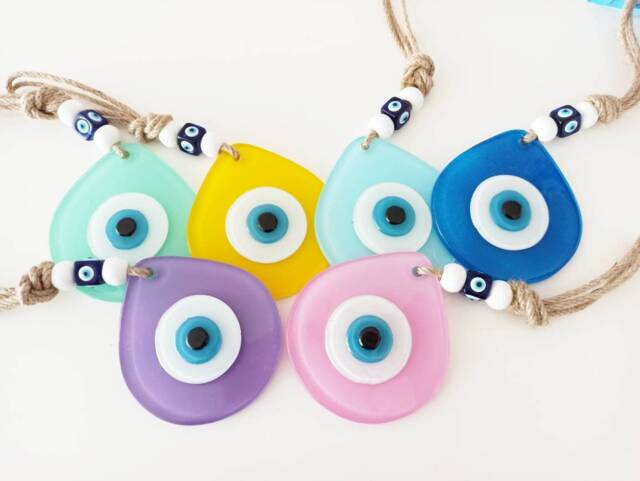 Evil Eye Wall Hanging, Fused Glass Art, Home, Decor, Nazar Amulet ...