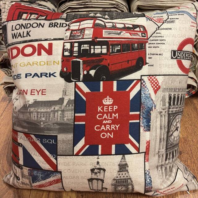 Large Cushion Cover With Icons & Landmarks Of London - Ccfclon24-Cush by Etsy | ufurnish.com
