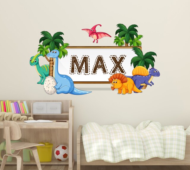 Personalized Dinosaurs Name Wall Decal - Nursery Decals Dinosaur Vinyl ...
