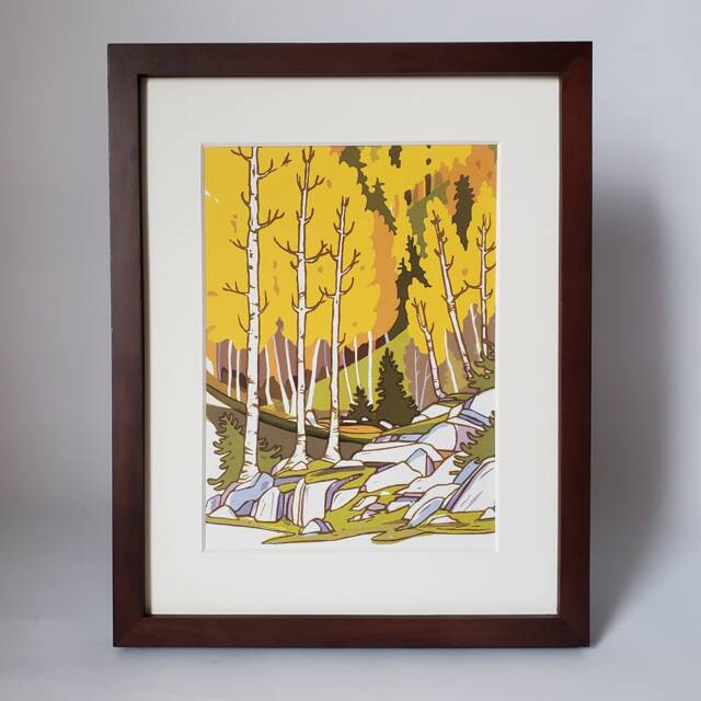 Small Art Print Fall Landscape, 8.5x11 Wall D??cor, Original Linocut ...