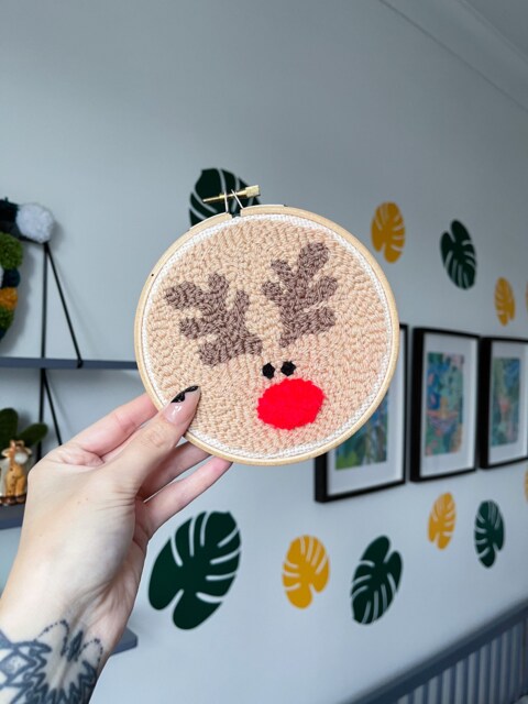 Rudolph Reindeer Wall Hanging - Christmas Decor Punch Needle by Etsy ...