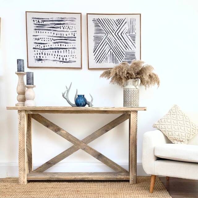 Rustic Solid Reclaimed Wooden Console Table, Handmade Custom Furniture ...