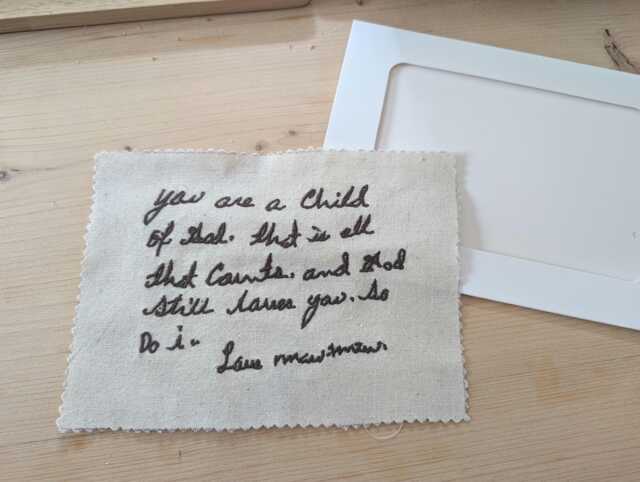 Frameless Handwritten Embroidery Art - Custom Message From A Loved One ...
