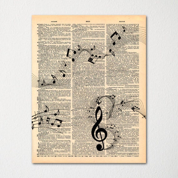 Musical Notes Dictionary Art Print/Vintage Paper by Etsy | ufurnish.com