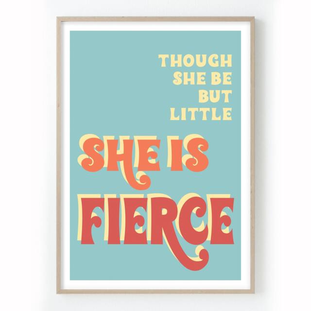 Little But Fierce, Shakespeare Quote, Unframed Nursery Print, Wall Art ...