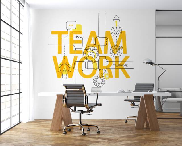 Office Wall Decal Teamwork Quote Sticker Decor Inspire Motivation Idea ...