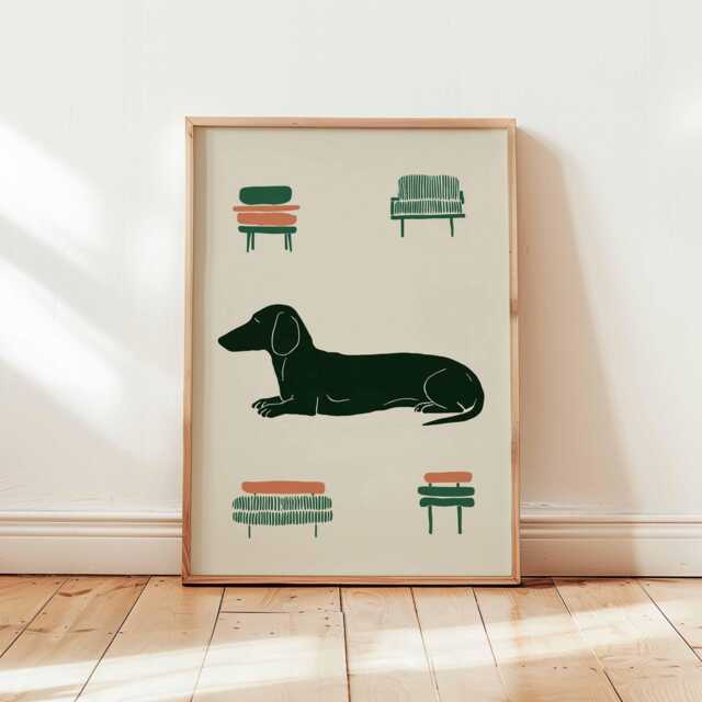 Dachshund Poster, Dog Wall Art, Sausage Print, Cute Pet Decor, Puppy ...