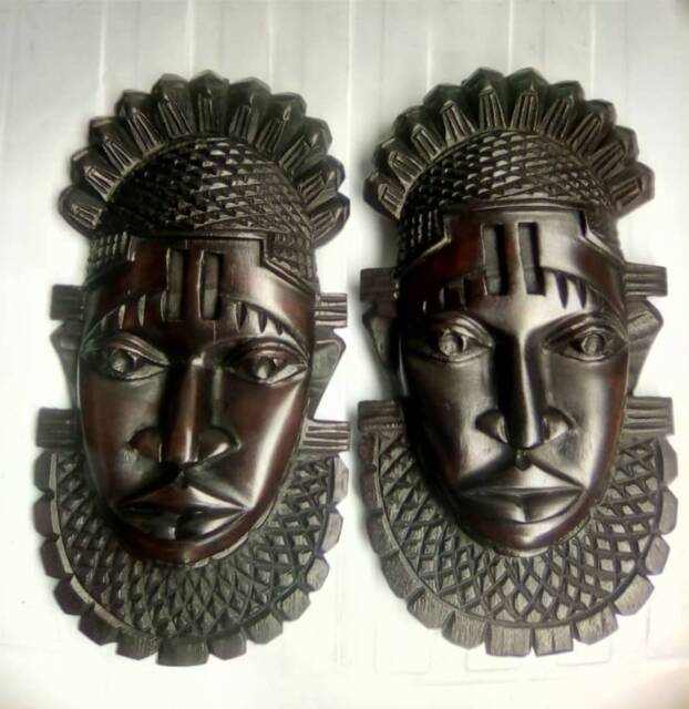 Authentic Benin African Mask Sculpture For Wall - Art Wall Decor Wooden ...