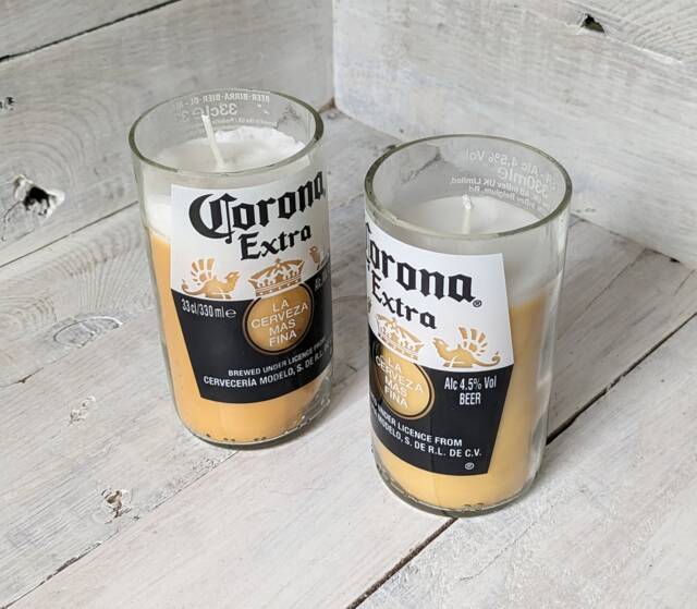 Upcycled Beer Bottle Candles - Set Of 2 - Soy Wax Man Cave Decor by ...