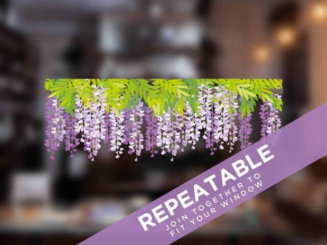 Wisteria Floral Border Double-Sided Window Cling Sticker For Large ...