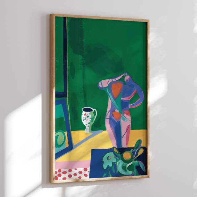 Green & Pink Faceless Portrait - Impressionism Art Abstract Painting ...