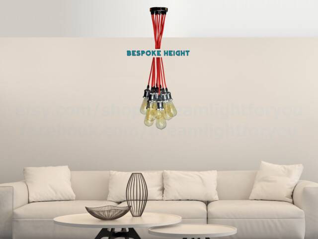 Chrome Red Chandelier Lighting Cluster 3-15 Pendant Light Bare Bulb ...
