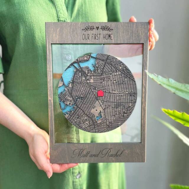 Our First Home Map, New Gift, Personalized Wood Map Wall Art ...