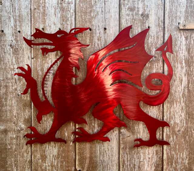 Red Welsh Dragon Metal Wall Art Cymru Home Decor, Flag Plaque, Y Ddraig ...