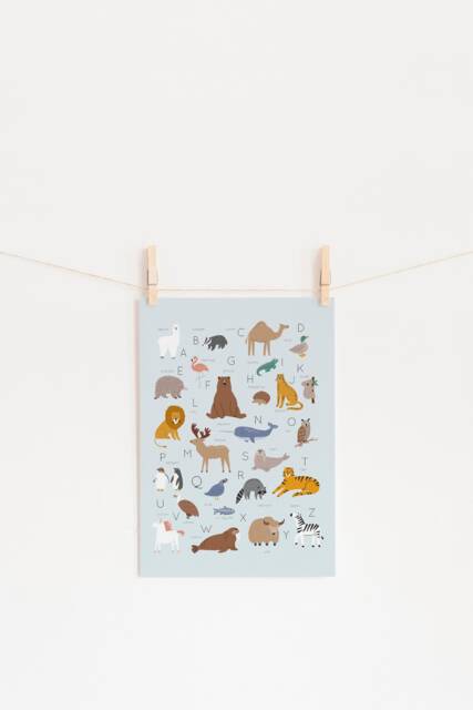 Animal Alphabet Wall Art Prints Posters Pictures Scandi A4 Kids ...