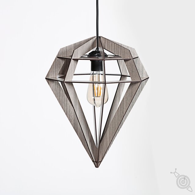Diamond Geometric Lamp - Contemporary Home Design- Wooden Decorative ...