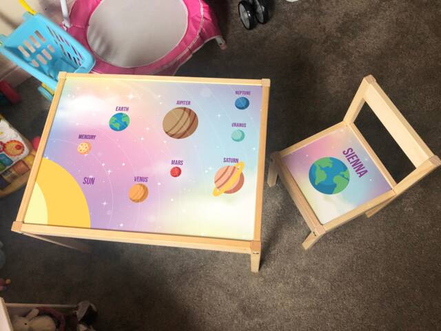 Personalised Children's Ikea Sticker Only Latt Wooden Table & 1 Chair ...