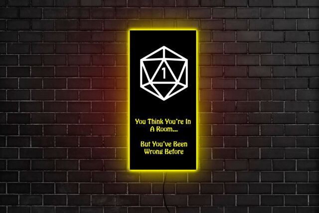 Dragons Neon Sign, Rpg Wall Art With Led. Dice Led Wood D20 Art, , Gift ...