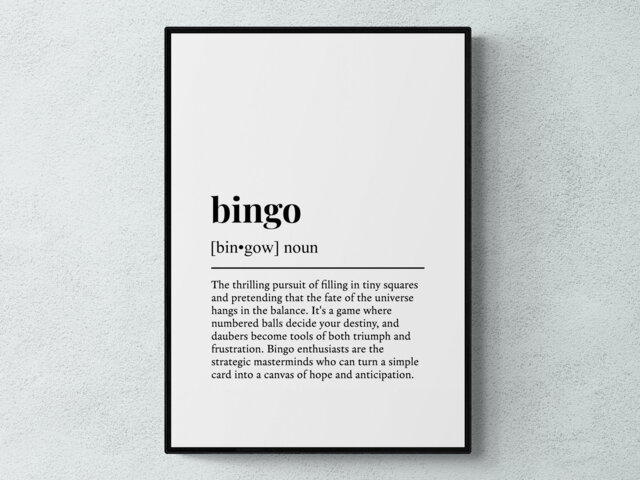 Bingo Funny Definition Hobby Gift Wall Art Print by Etsy | ufurnish.com